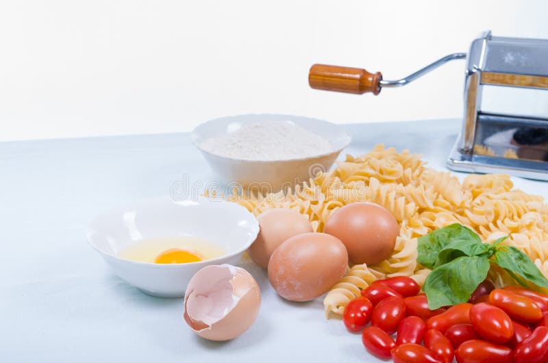 Pasta Made by Hand in the Kitchen with Natural Ingredients Stock Image ...