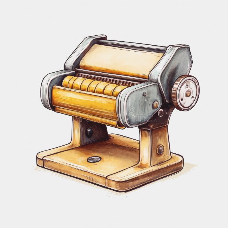 Pasta Maker Machine Drawing on Stand with Detailed Design and Technical ...
