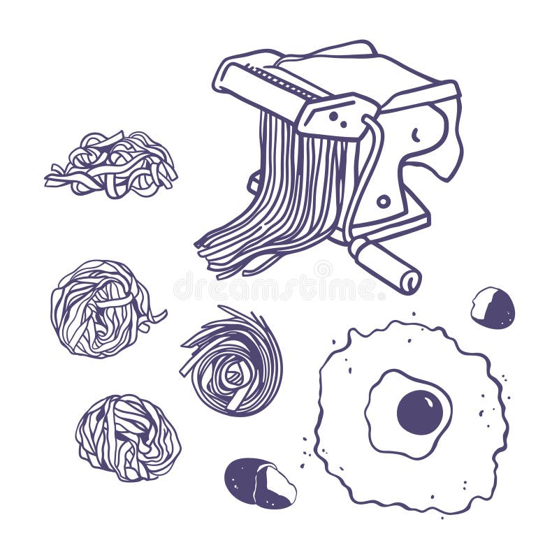Pasta Making Machine Hand Drawn Illustration Stock Vector ...
