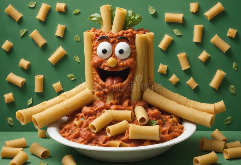 Pasta Man Comes To Life in a Vibrant Pasta Stock Illustration ...
