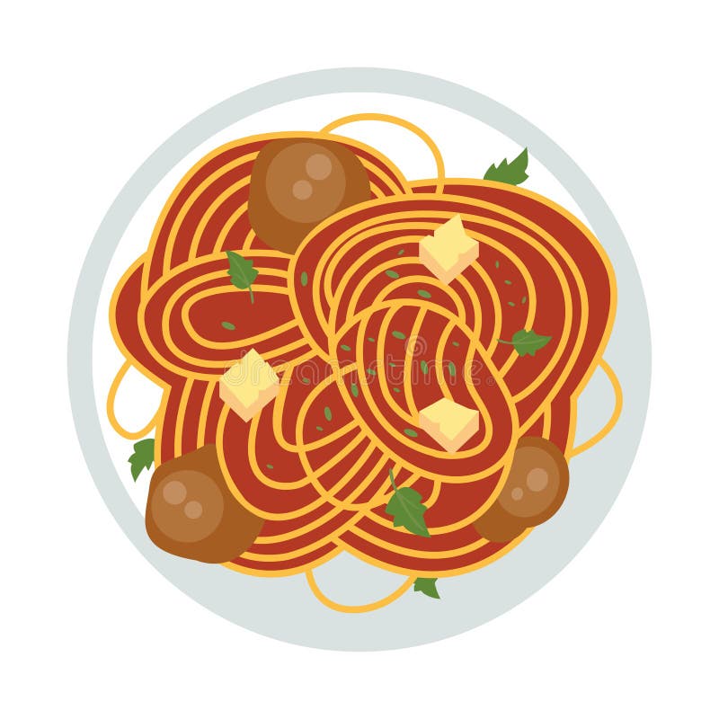 Pasta with meatballs stock vector. Illustration of beef - 334564730