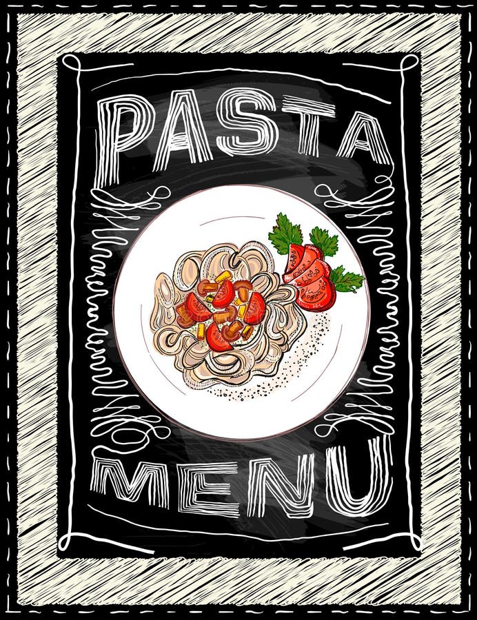 Pasta Menu Chalkboard Design Stock Vector - Illustration of board ...