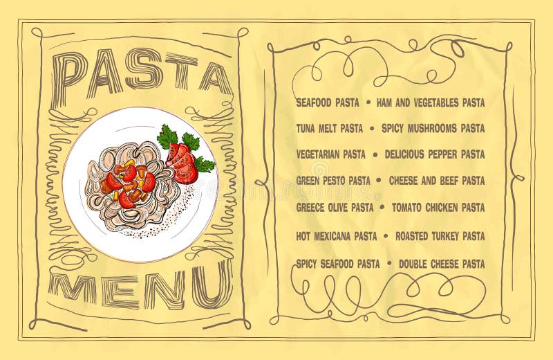 Pasta Menu List Design Template Stock Vector - Illustration of ...