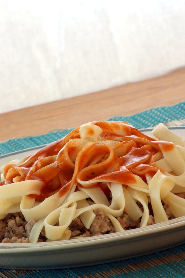 Pasta with Mince Meat and Tomato Sauce Stock Image - Image of pasta ...