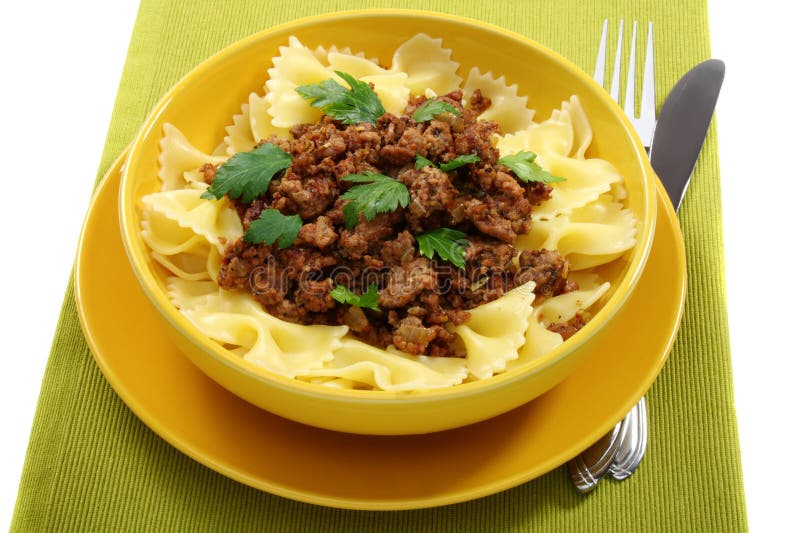 Pasta with minced meat. stock image. Image of italian - 22980233