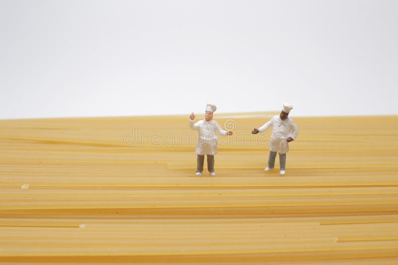 The Pasta and a Mini Chef Figure Stock Photo - Image of cook ...