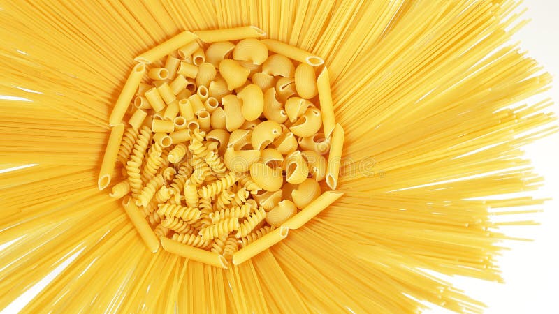Pasta Mix in Sun Shaped Recipient Isolated on Whit Stock Image - Image ...