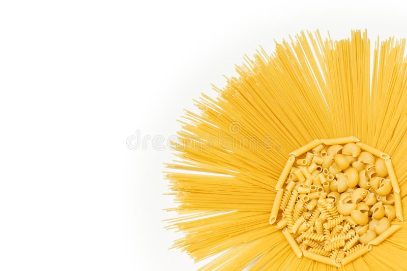 Pasta Mix in Sun Shaped Recipient on White Background Stock Image ...