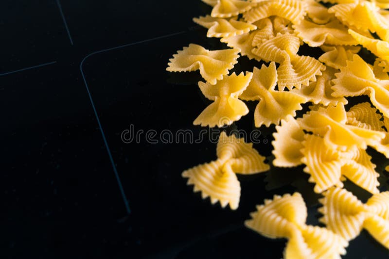 Pasta on Modern Ceramic Plate in Dark Kitchen Interior Stock Image ...