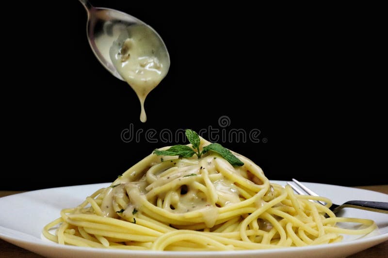Pasta with Mushroom Sauce Side View Stock Image - Image of sauce ...