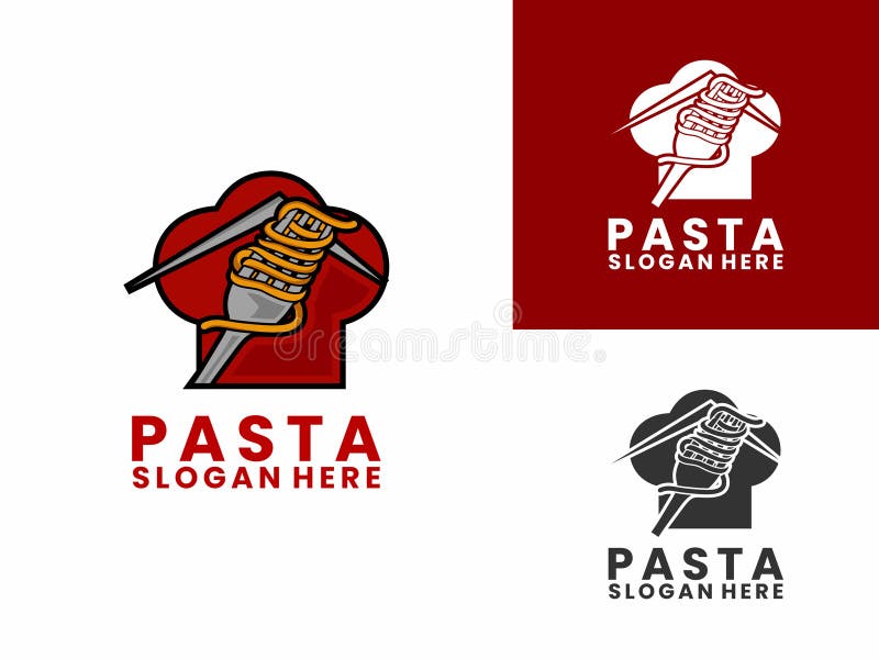 Pasta Noodle with House, Chef Hat, and Fork. Spaghetti Pasta Restaurant ...