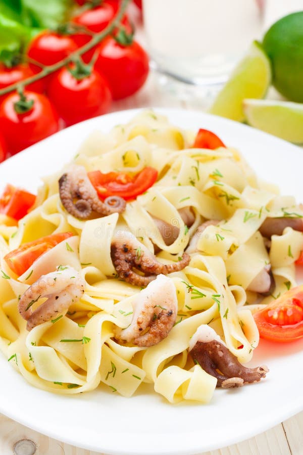 Pasta with octopus stock photo. Image of food, diet, dinner - 35954658