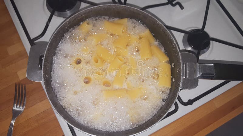 Pasta in the Pan of Hot Water Cook Stock Photo - Image of boil, closeup ...