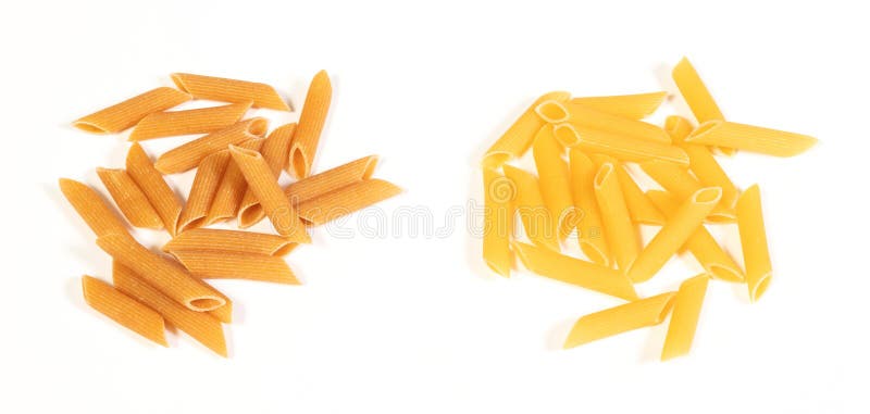 Pasta Penne Rigate (whole-weat and Regular Pasta Stock Image - Image of ...