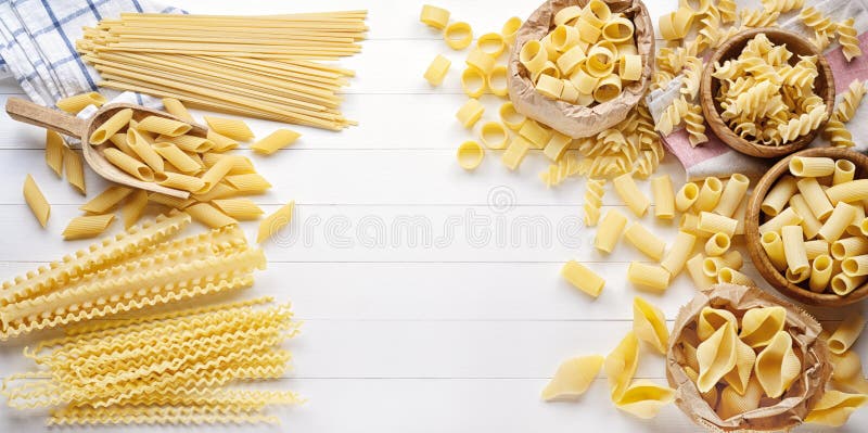 Assorted Raw Pasta: Pens, Shells, Rigatoni, Fusilli, Linguine, and ...