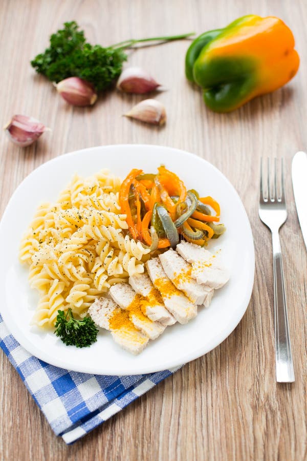 Pasta on plate stock image. Image of napkin, green, pasta - 33661859