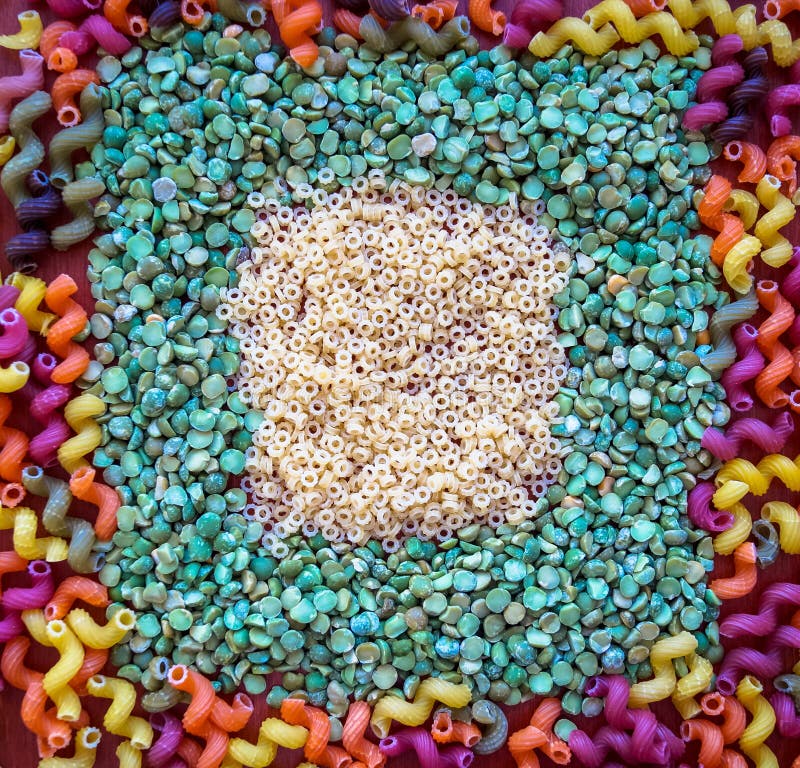 Pasta Plus Peas All Colors of the Rainbow on the Table Stock Photo ...