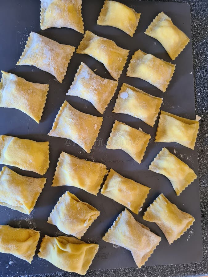 Pasta ravioli finished stock image. Image of icing, dessert - 196536419