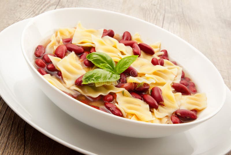 Pasta and red beans soup stock photo. Image of italy - 100192688