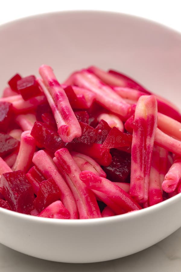 Pasta salad with red beet stock image. Image of pasta - 176581235