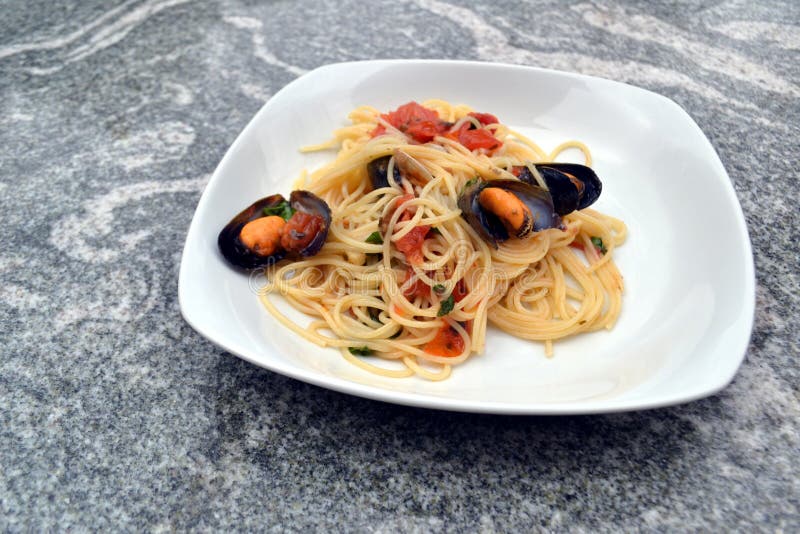 Pasta with sea fruit stock photo. Image of delicious - 86683904