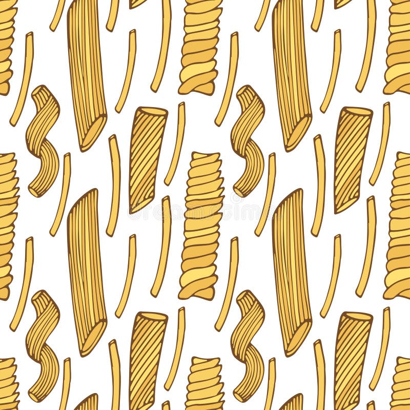 Pasta Seamless Pattern. Background with Different Types of Pasta ...
