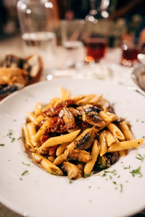Pasta Seashells with Minced Meat on the Table Stock Image - Image of ...