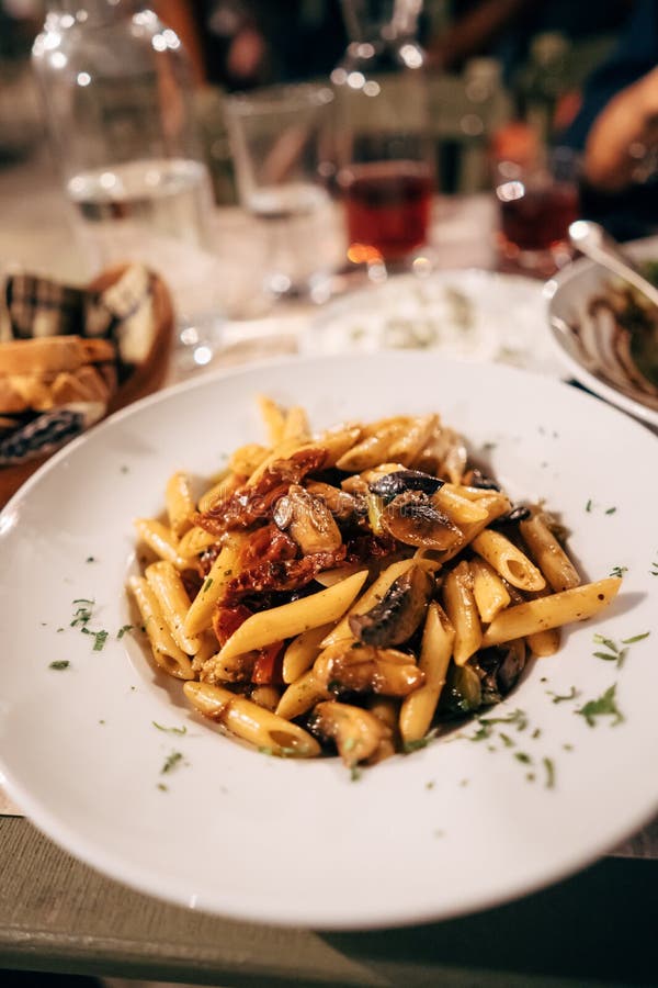 Pasta Seashells with Minced Meat on the Table Stock Photo - Image of ...