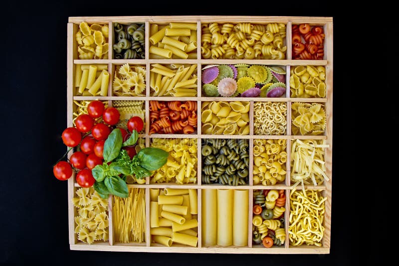 Pasta selections stock image. Image of macaroni, basil - 23057323