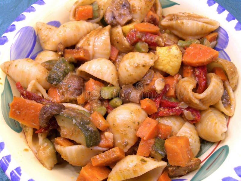 Pasta Shells & Roasted Vegetables Stock Photo - Image of cooking, pasta ...