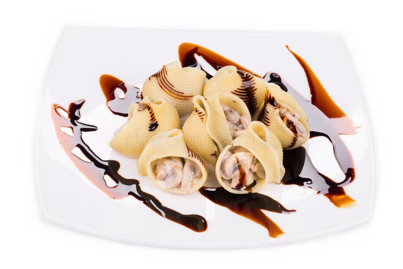 Pasta Shells Stuffed with Mushrooms. Stock Image - Image of product ...