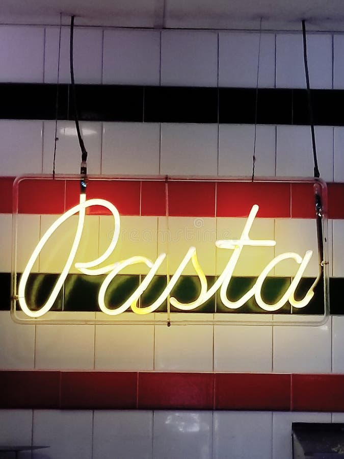 Neon Pasta Sign stock image. Image of urban, glow, exterior - 12366613