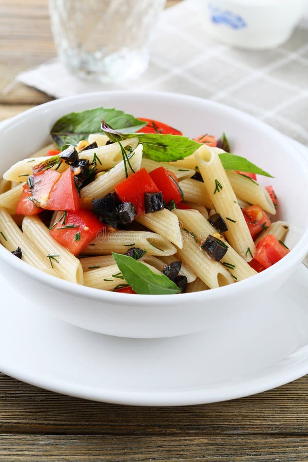 Pasta with Slice of Tomatoes Stock Photo - Image of sauce, healthy ...