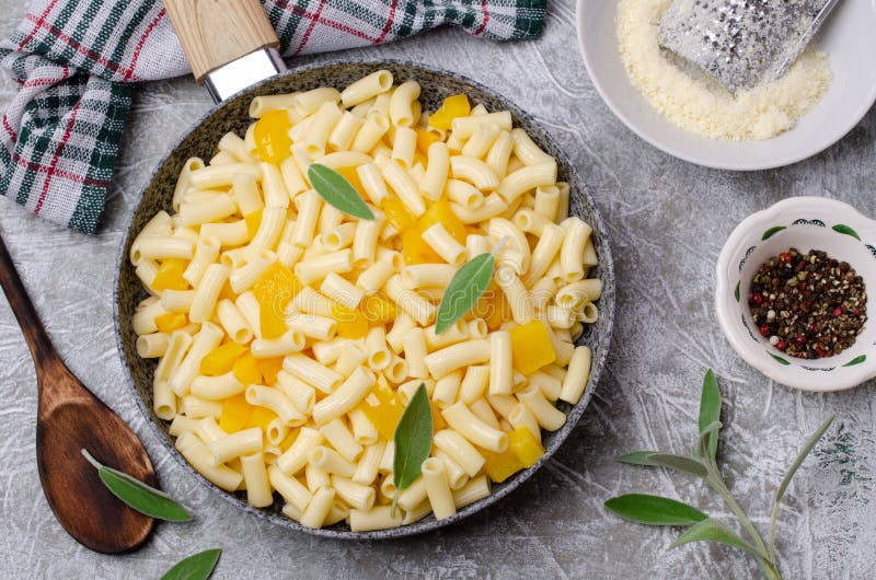 Pasta with Slices of Yellow Pepper Stock Image - Image of fresh ...