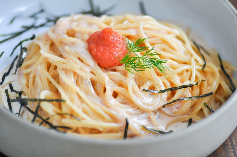 Pasta or Spaghetti, Mentaiko Cream Sauce Spaghetti or Mentaiko Cream ...