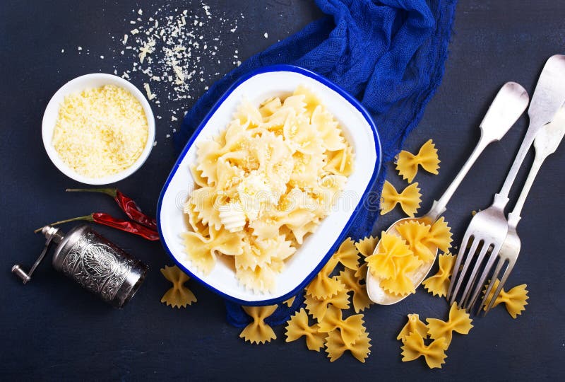 Pasta Sprinkled with Cheese Stock Photo - Image of blue, italian: 112303352