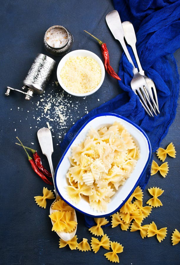 Pasta Sprinkled with Cheese Stock Image - Image of cooked, farfalle ...
