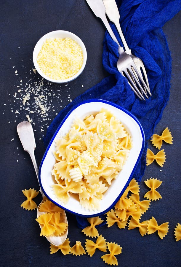 Pasta Sprinkled with Cheese Stock Image - Image of cooked, farfalle ...