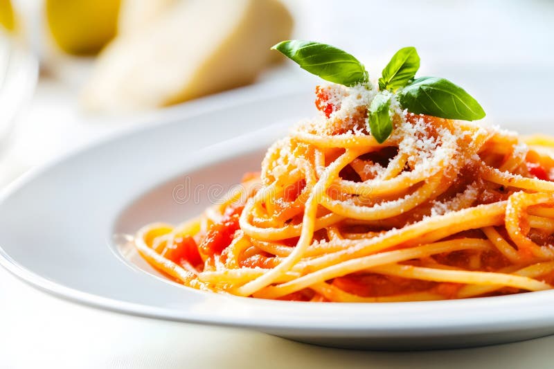 Pasta with Tomato Sauce, Elegant Plating, Soft Background Fade with ...