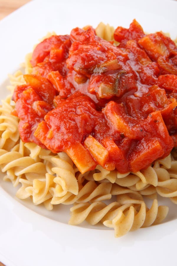 Pasta with Tomato Sauce with Vegetable Stock Image - Image of grated ...