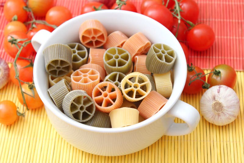 Pasta tricolore stock image. Image of lunch, dish, italian - 32688619