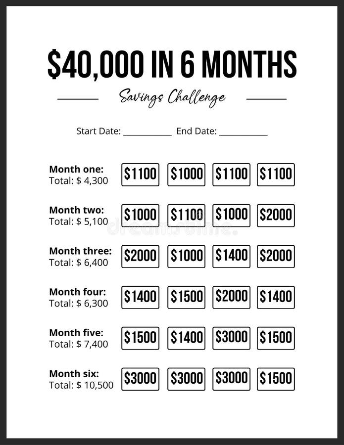 Save Money Challenge, Save 40000 in 6 Months Savings Challenge, Monthly ...