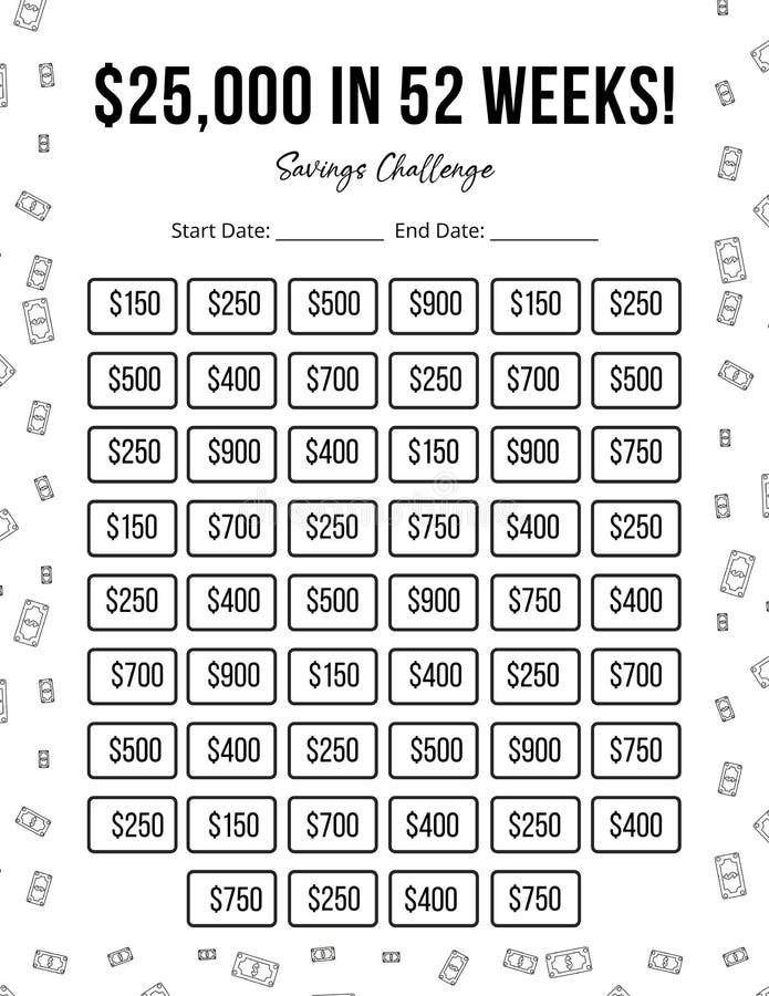 Save Money Challenge, Save 25k in 52 Weeks, Monthly Budget Tracker ...