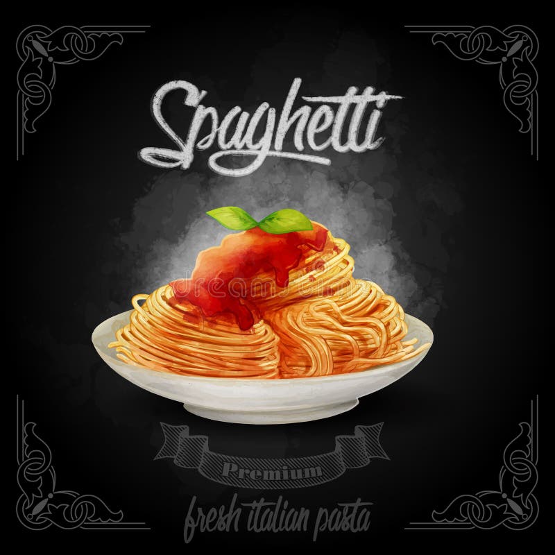 Pasta Vintage Traditional Black Stock Illustration - Illustration of ...