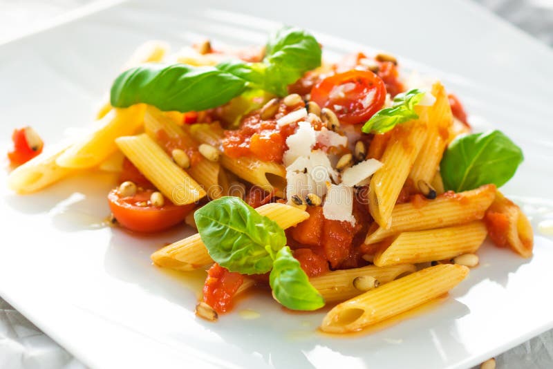 Pasta white tomato stock photo. Image of ingredient, picarbohydrate ...