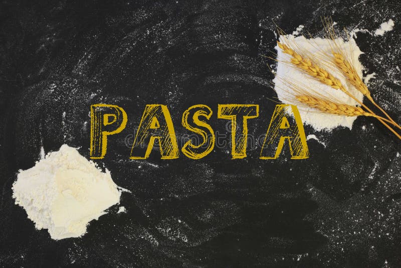Pasta Word on Black Chalk Board Stock Photo - Image of food, macaroni ...