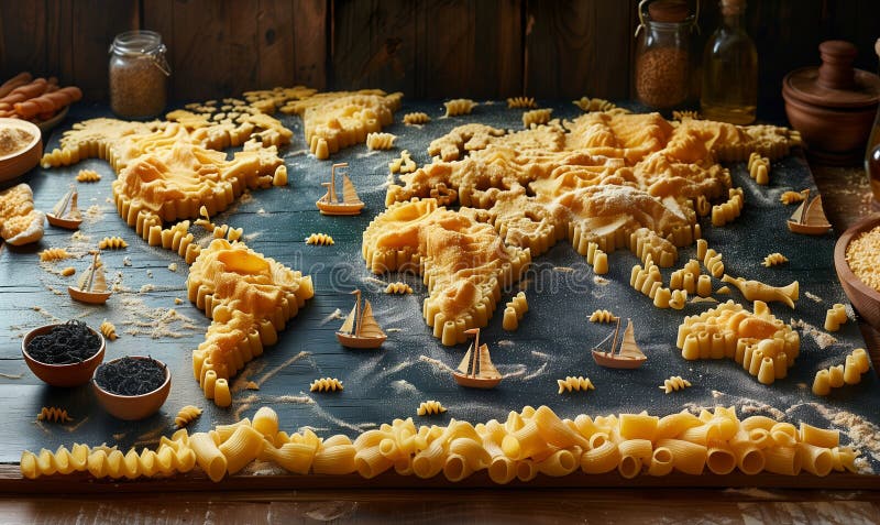 Pasta World Map stock photo. Image of oceans, creative - 323881654