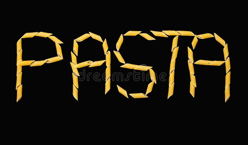 Pasta written with penne stock photo. Image of ingredient - 40762062