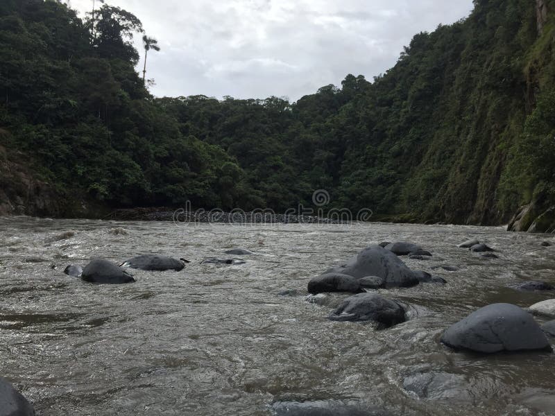 The Pastaza River, a Large Ropical River Running Along Two High Cliffs ...