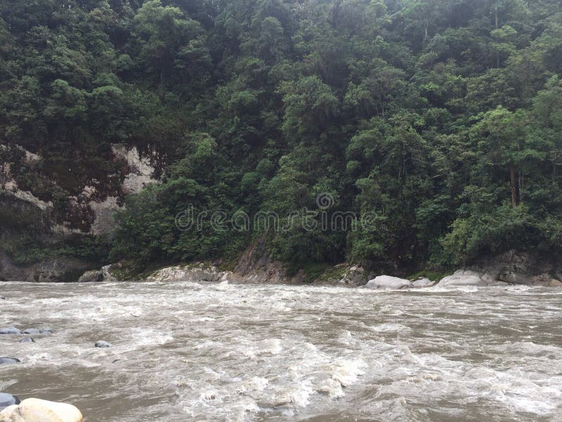 The Pastaza River, a Large Ropical River Running Along Two High Cliffs ...